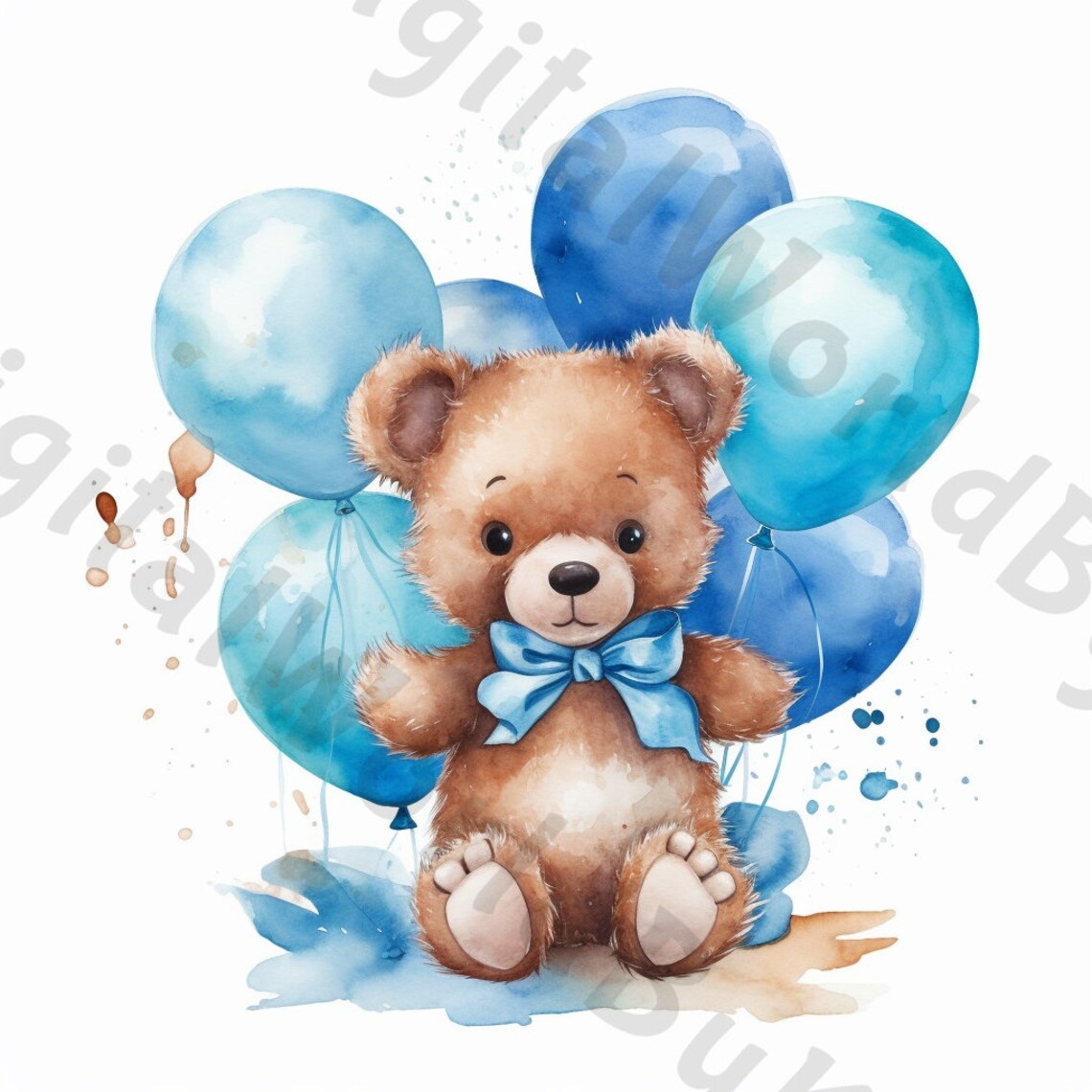 Woodland Clipart, Watercolor Clipart, Watercolor Teddy Bear, Watercolor ...