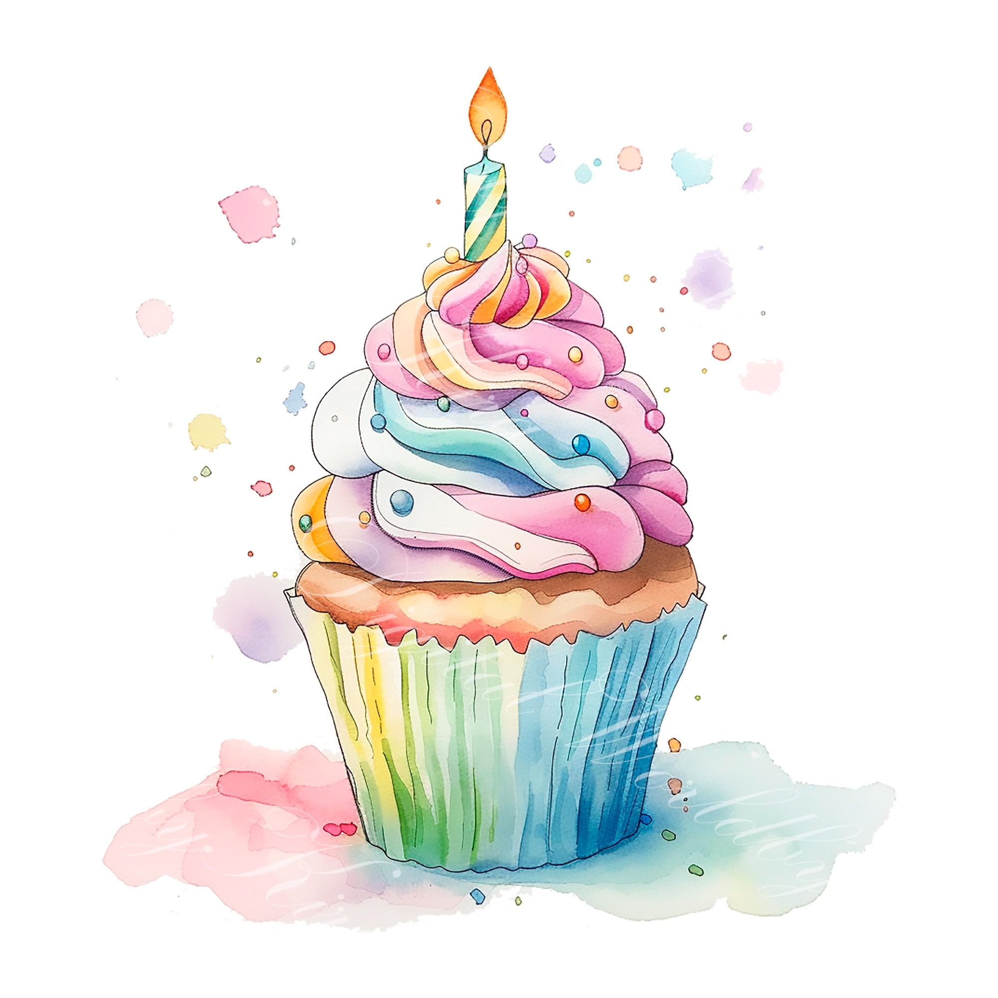 Rainbow Cupcake - Clipart PNG, Digital Download, Candle Png Art ...