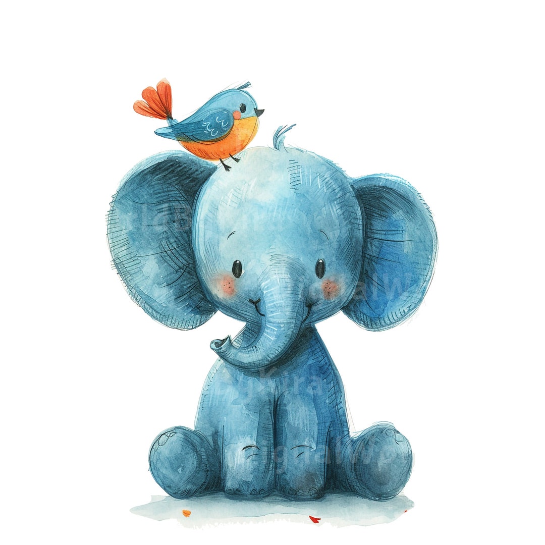 Cute Elephant Png Clipart - Baby Shower Digital Illustration, Birthday ...