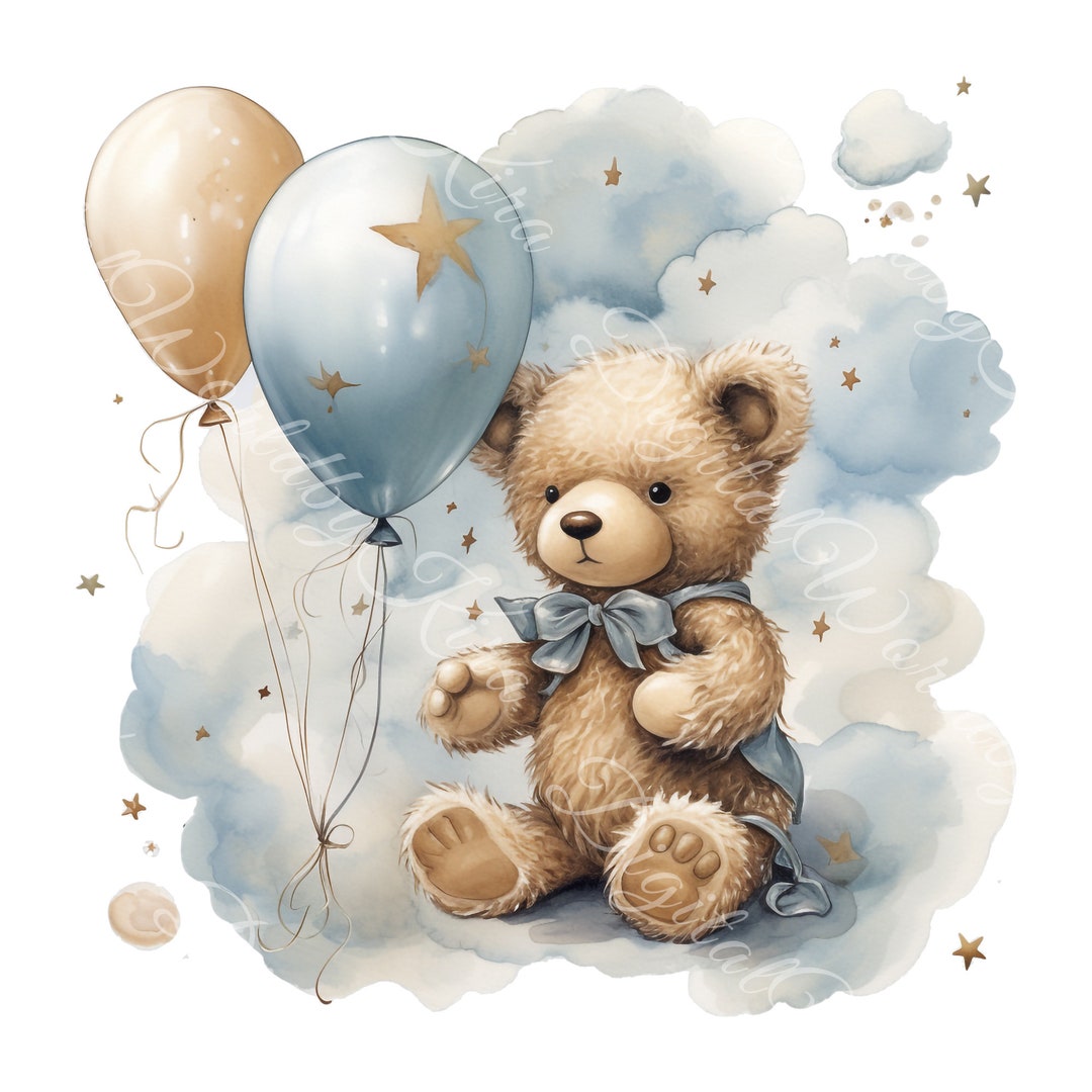 Teddy Bear Png, Baby Boy Png, Nursery Decor, Baby Shower, Baby Shower ...
