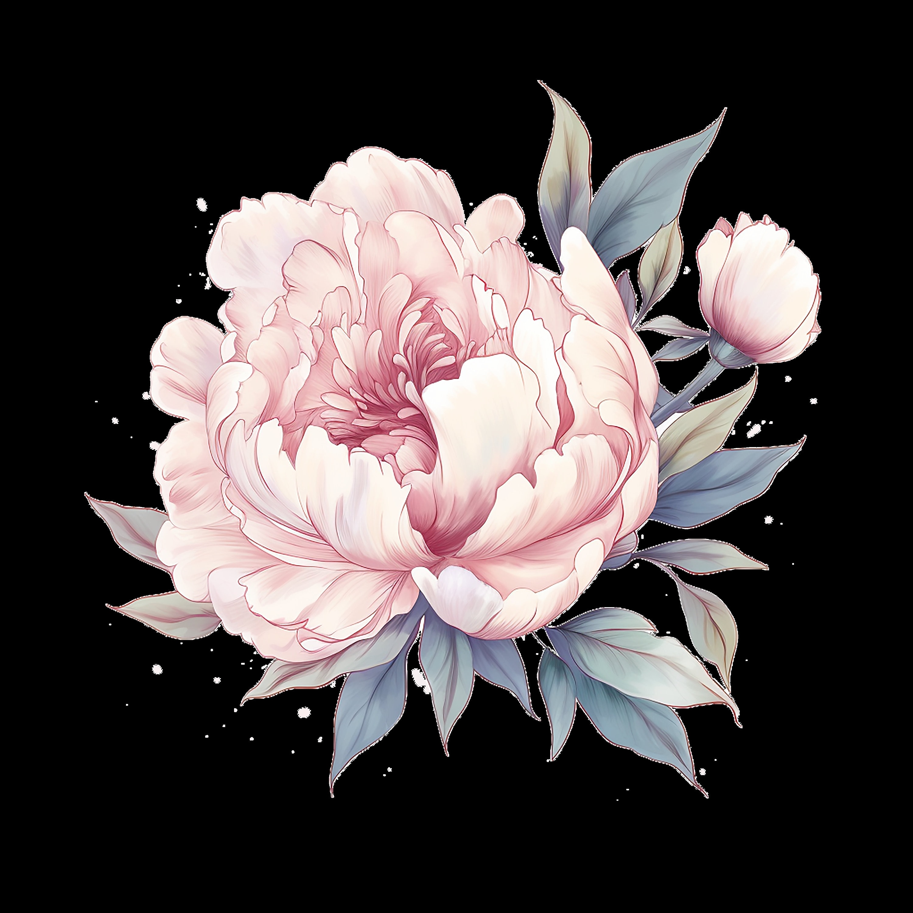 Pink Peony, Watercolor Flowers, Watercolor Clipart, Watercolor Flowers ...