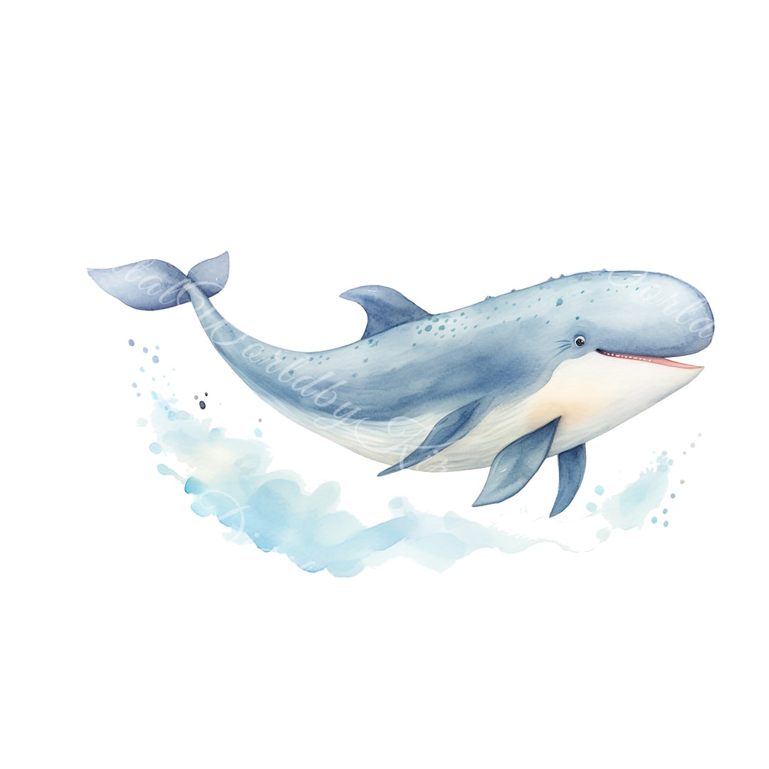Watercolor Clipart, Undersea Clipart, Sea Animals Png, Whale Watercolor ...