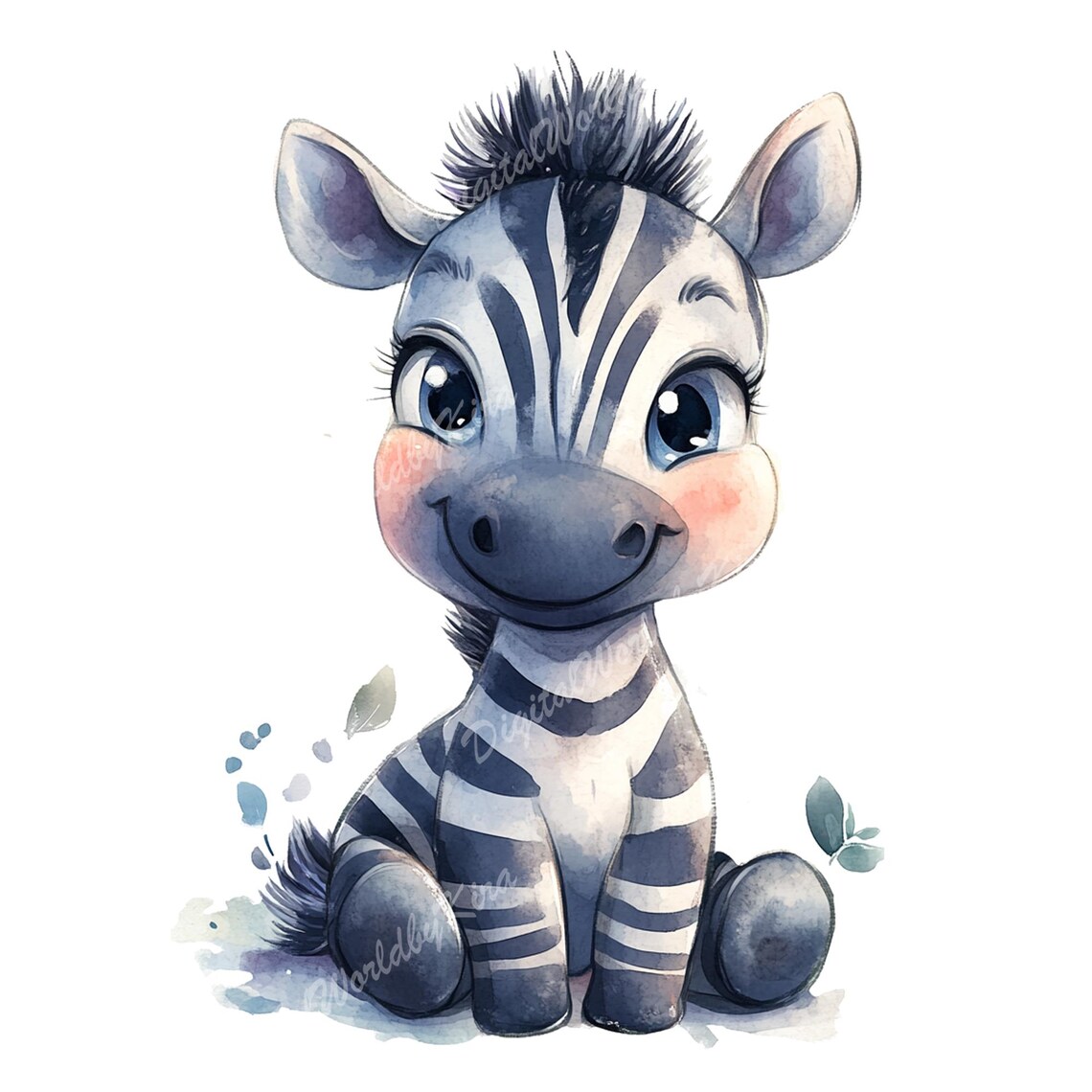 Baby Zebra PNG, Digital Download, Watercolor Clipart, Card Making ...