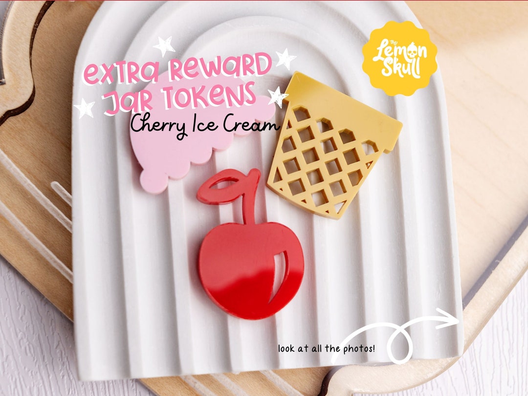 Cherry Ice Cream Extra Reward Jar Tokens Cherry Tokens Ice Cream Themed Tokens Tokens for Reward ...