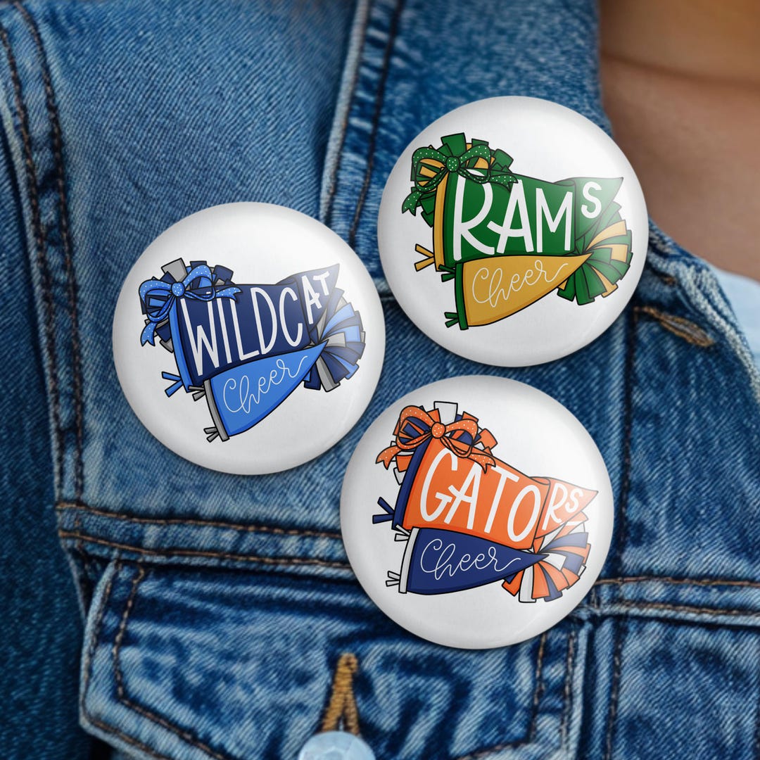 Custom Team Cheerleader Button - Pin-back Sports Button - Team Spirit ...