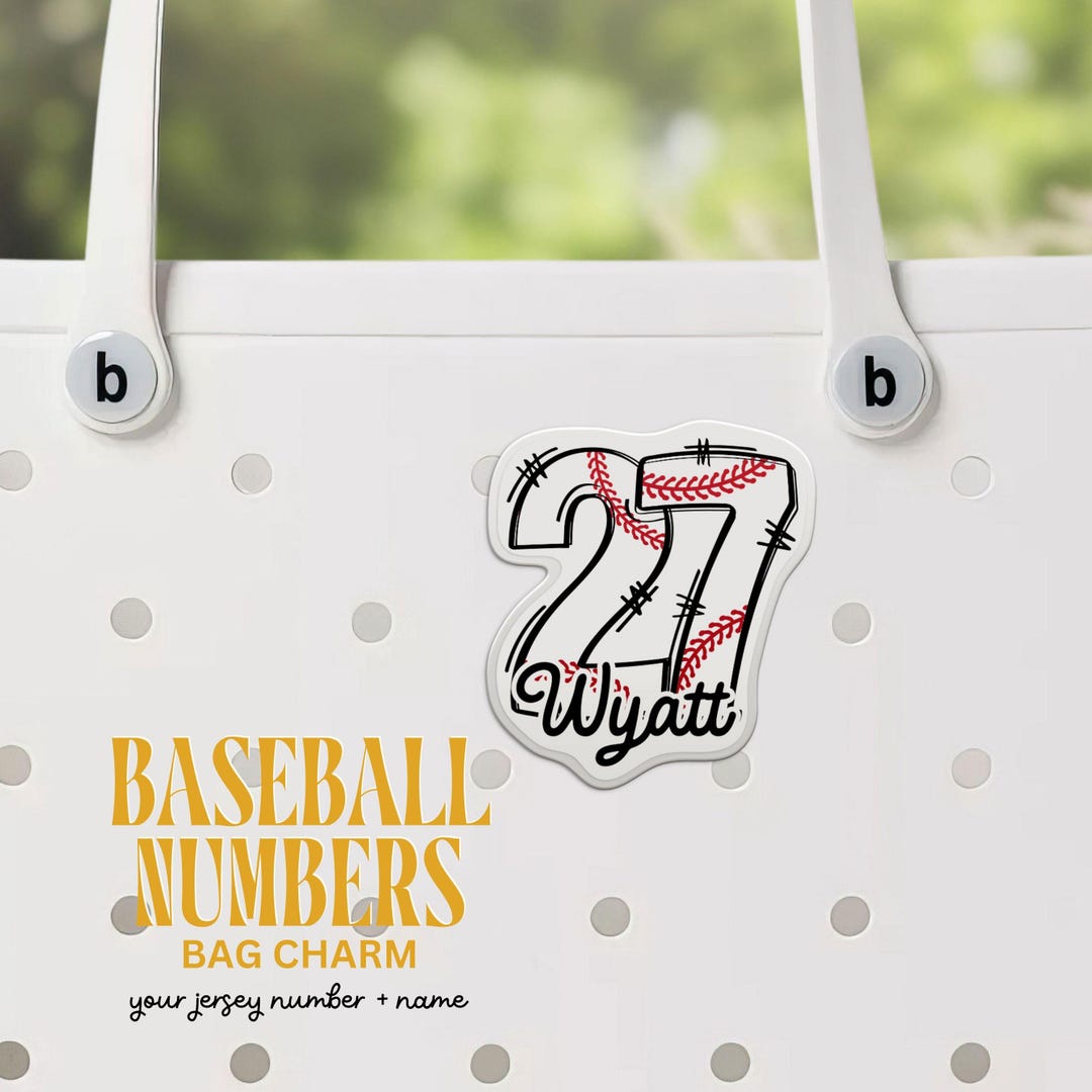 Baseball Bogg Bag Charm - Personalized Baseball Name Charm, Baseball ...