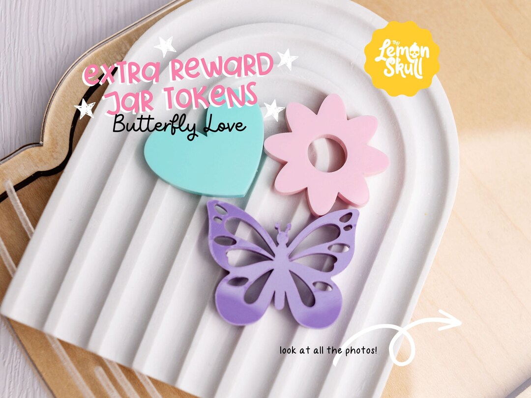 Butterfly Love Extra Reward Jar Tokens Butterfly Tokens Flower Tokens ...