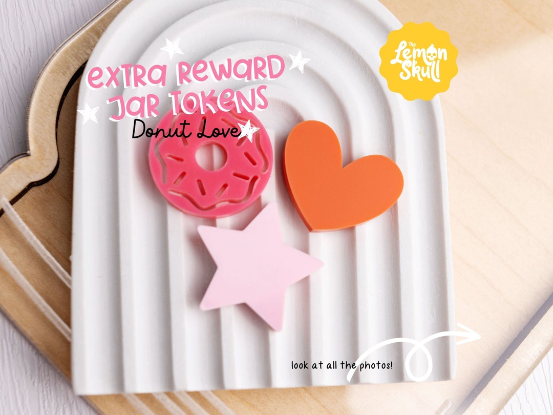 Donut Love Extra Reward Jar Tokens Donut Tokens Star Tokens Heart ...