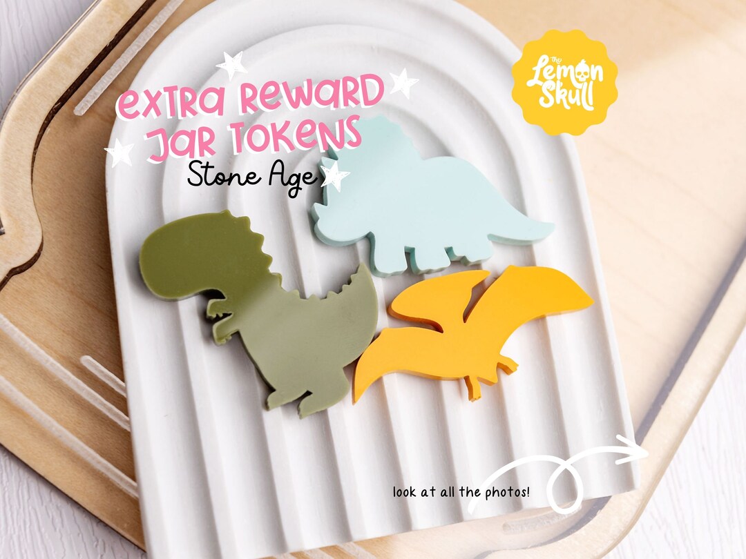 Stone Age Extra Reward Jar Tokens Dinosaur Tokens Chore Tokens Star Jar ...