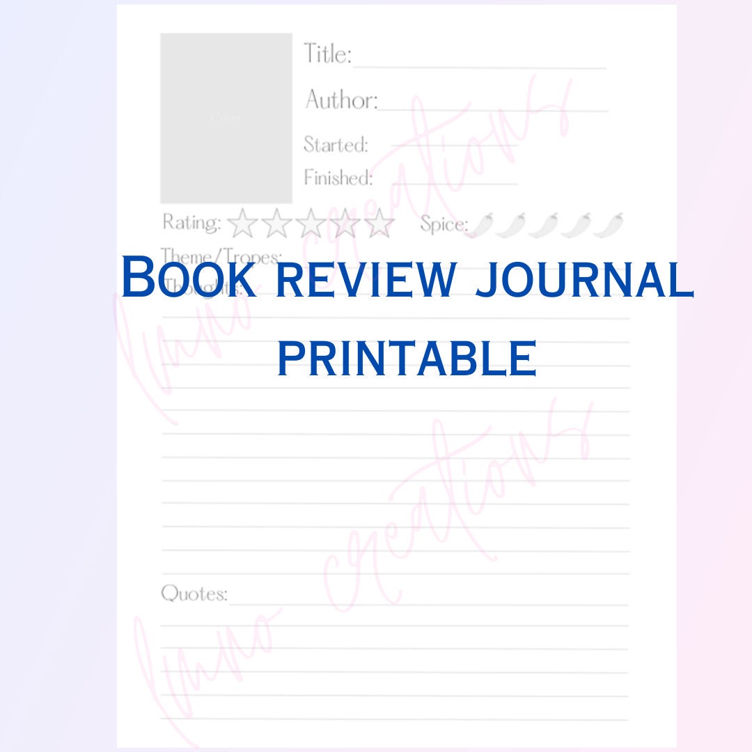 Printable Reading Journal Page DIGITAL DOWNLOAD - Etsy