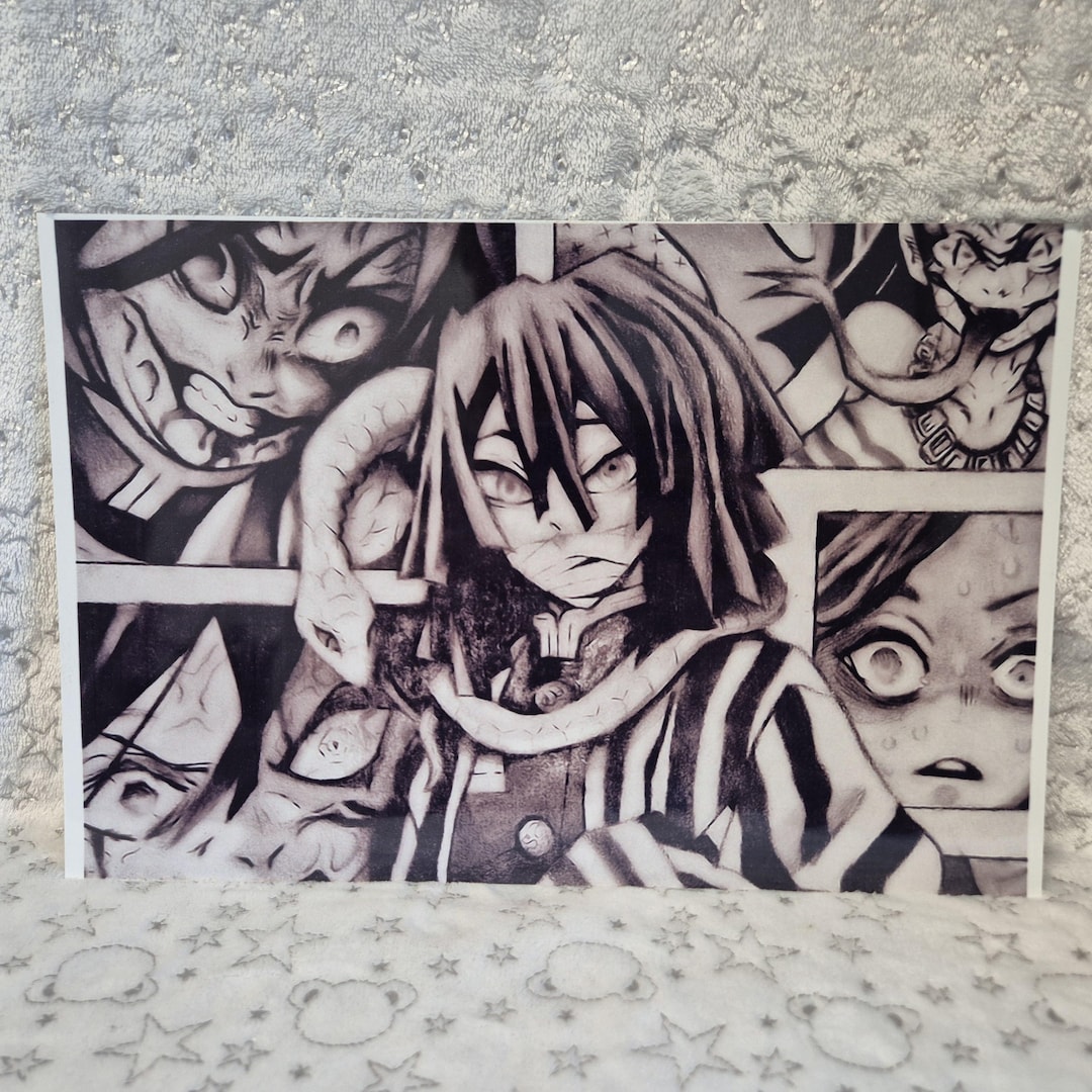 Demon Slayer, Japanese Art, Unique Black and White Obanai Iguro Manga ...