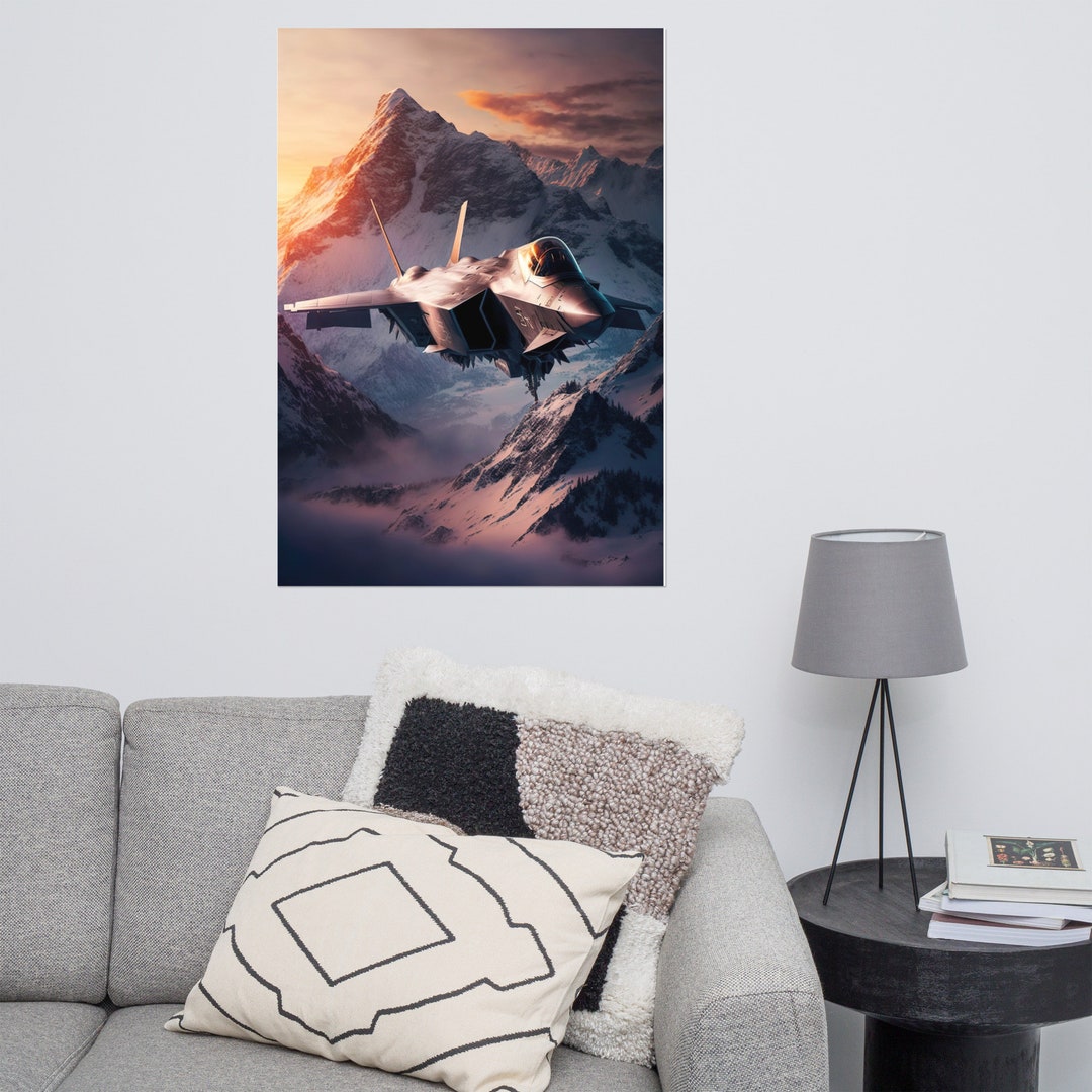 F35 Jet Fighter Wall Decor Art Flying Over the Snowy - Etsy