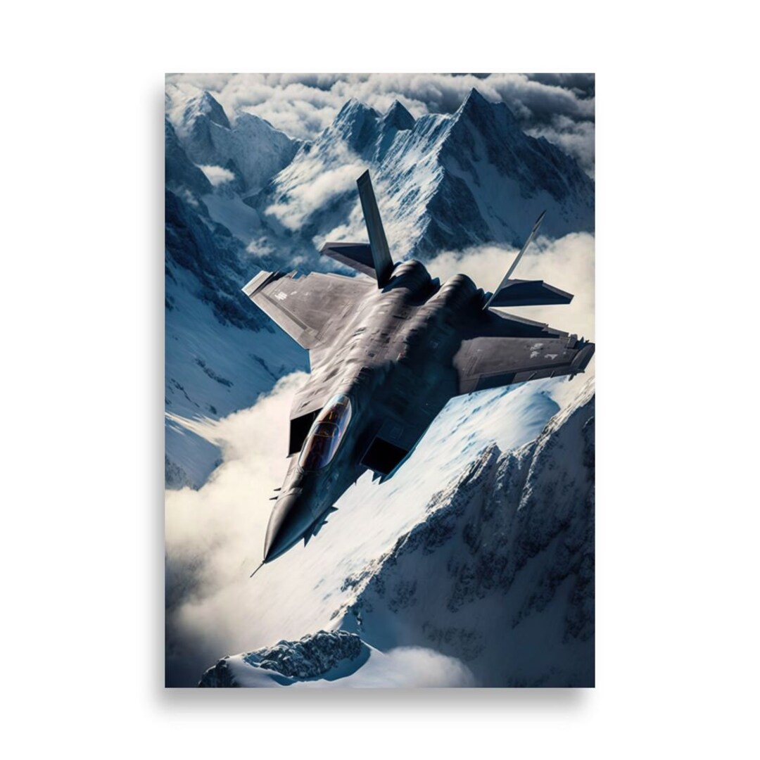F35 Jet Fighter Wall Decor Poster Flying Over the Snowy - Etsy