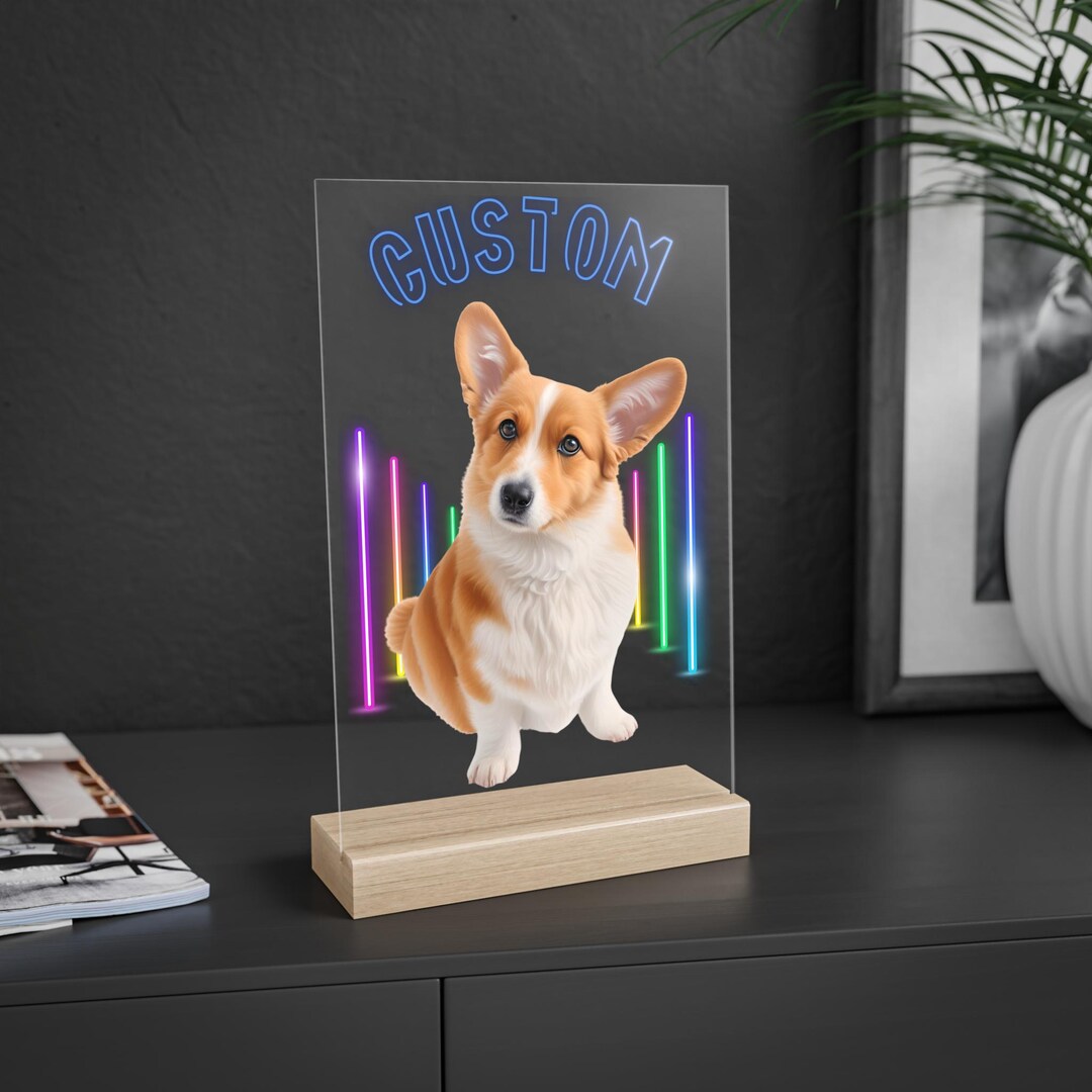 Custom Acrylic Dog Sign With Wooden Stand, Personalized Pet Decor ...