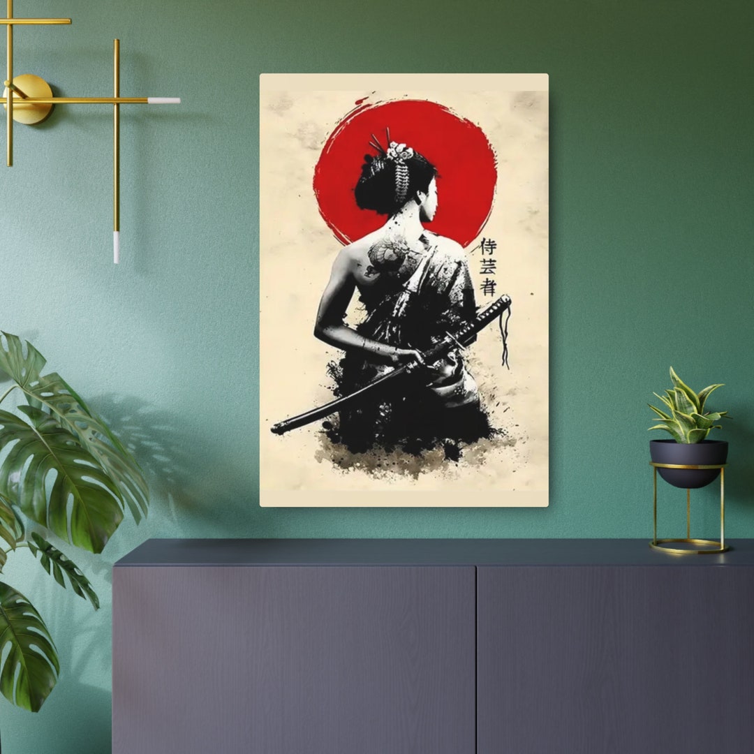Samurai Art Print Japanese Wall Art Metal Art Sign Orential Art Gamer ...