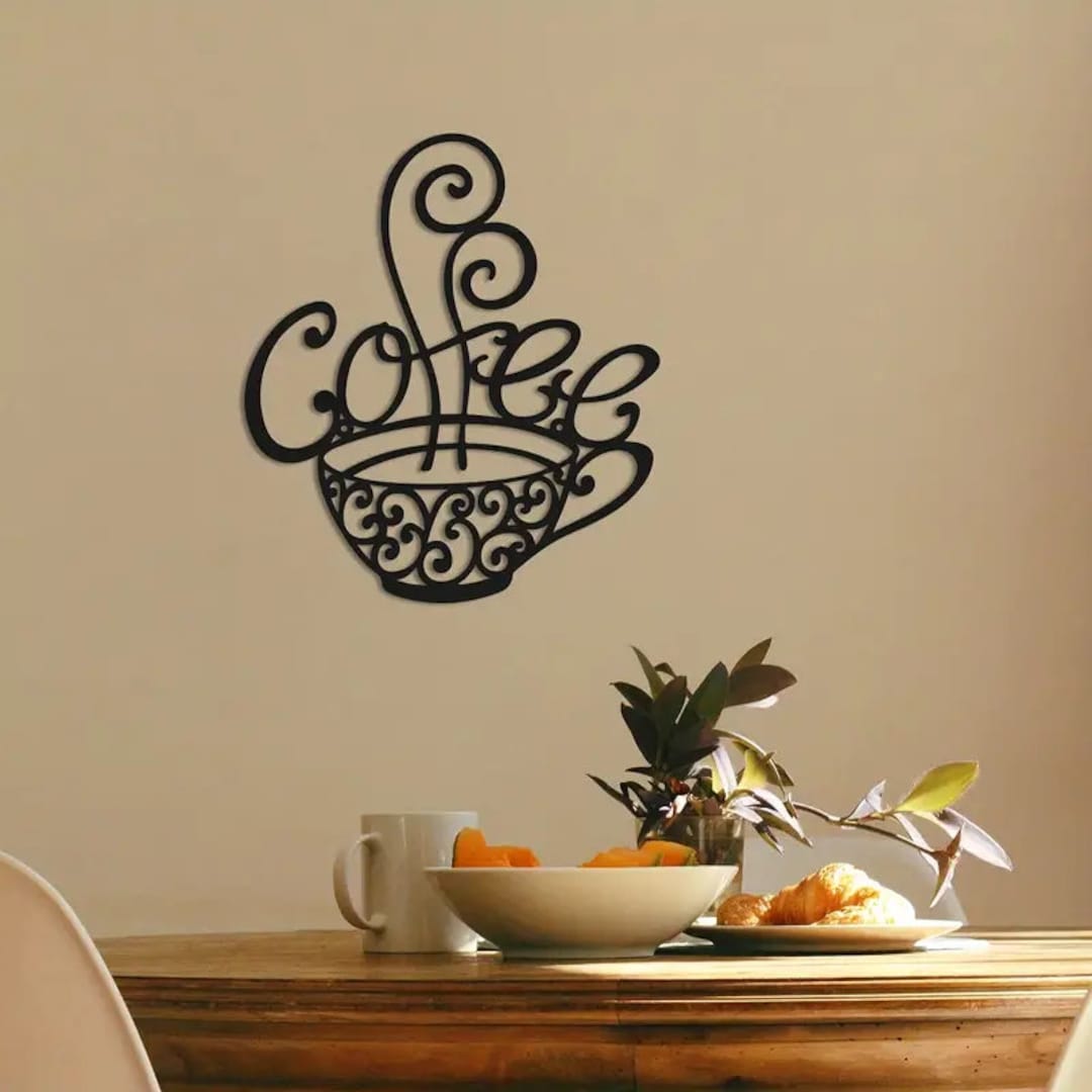 Coffee Cup Art, Metal Wall Decor, Wall Art, Coffee Signs for Coffee Bar ...