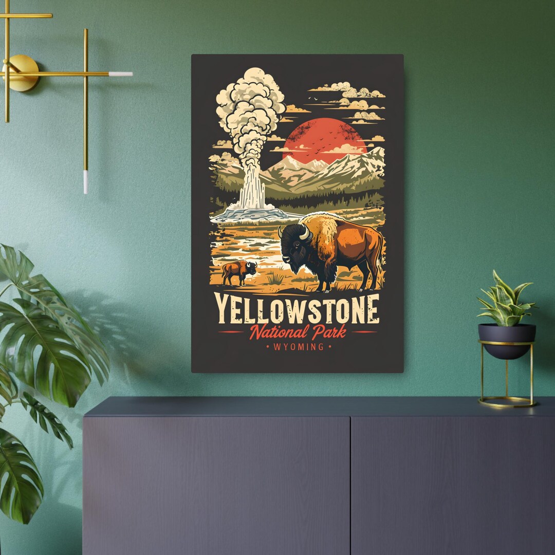 Rustic Yellowstone Metal Art Sign - Nature Wall Decor for Home, Cabin ...