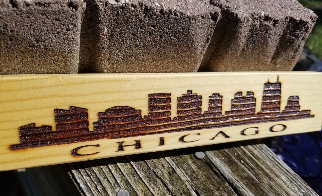 Chicago Skyline, Laser Burn, Chicago Cubs, White Sox - Etsy