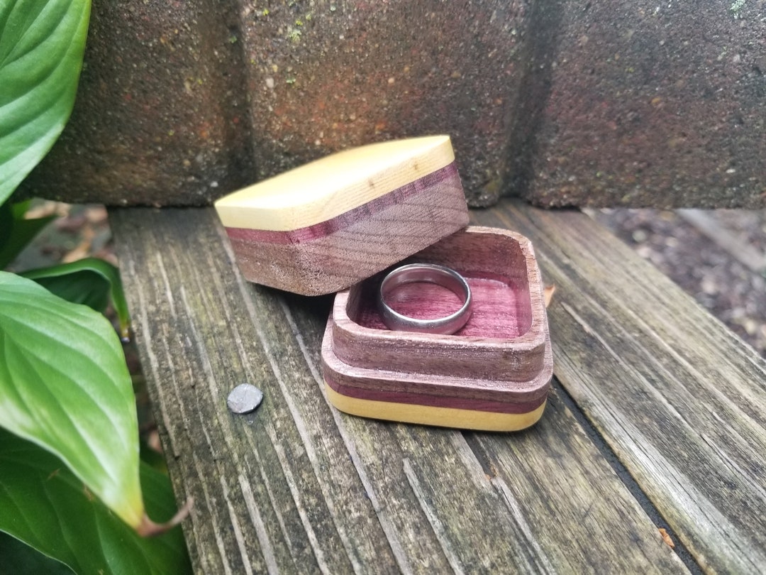 2 Inch Square Hardwood Ring Box, Maple, Purpleheart,yellow Heart ...