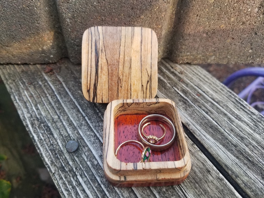 Ring Box, Splated Maple and Paduak 2 Inch Square Hardwood Ring Box ...