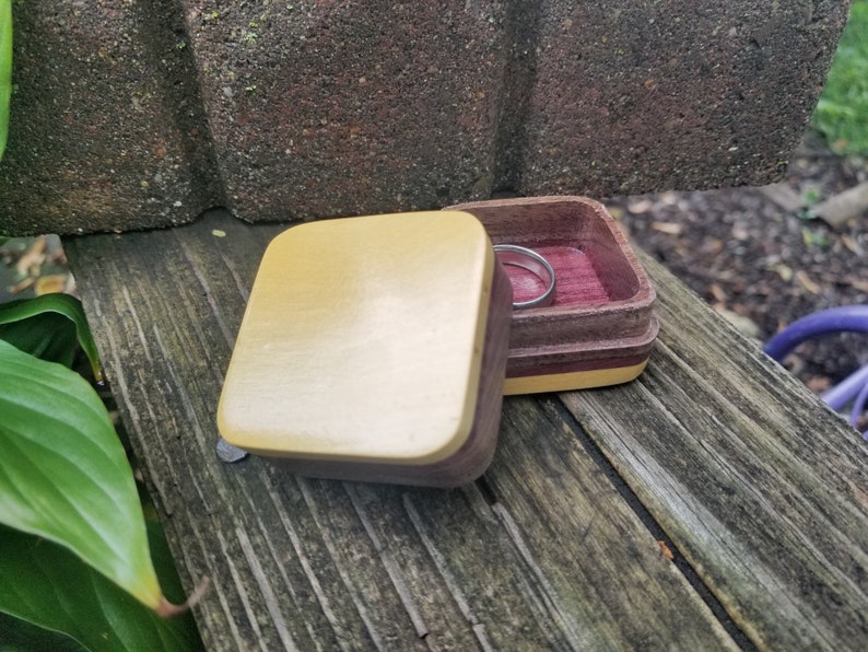 2 Inch Square Hardwood Ring Box, Maple, Purpleheart,yellow Heart ...