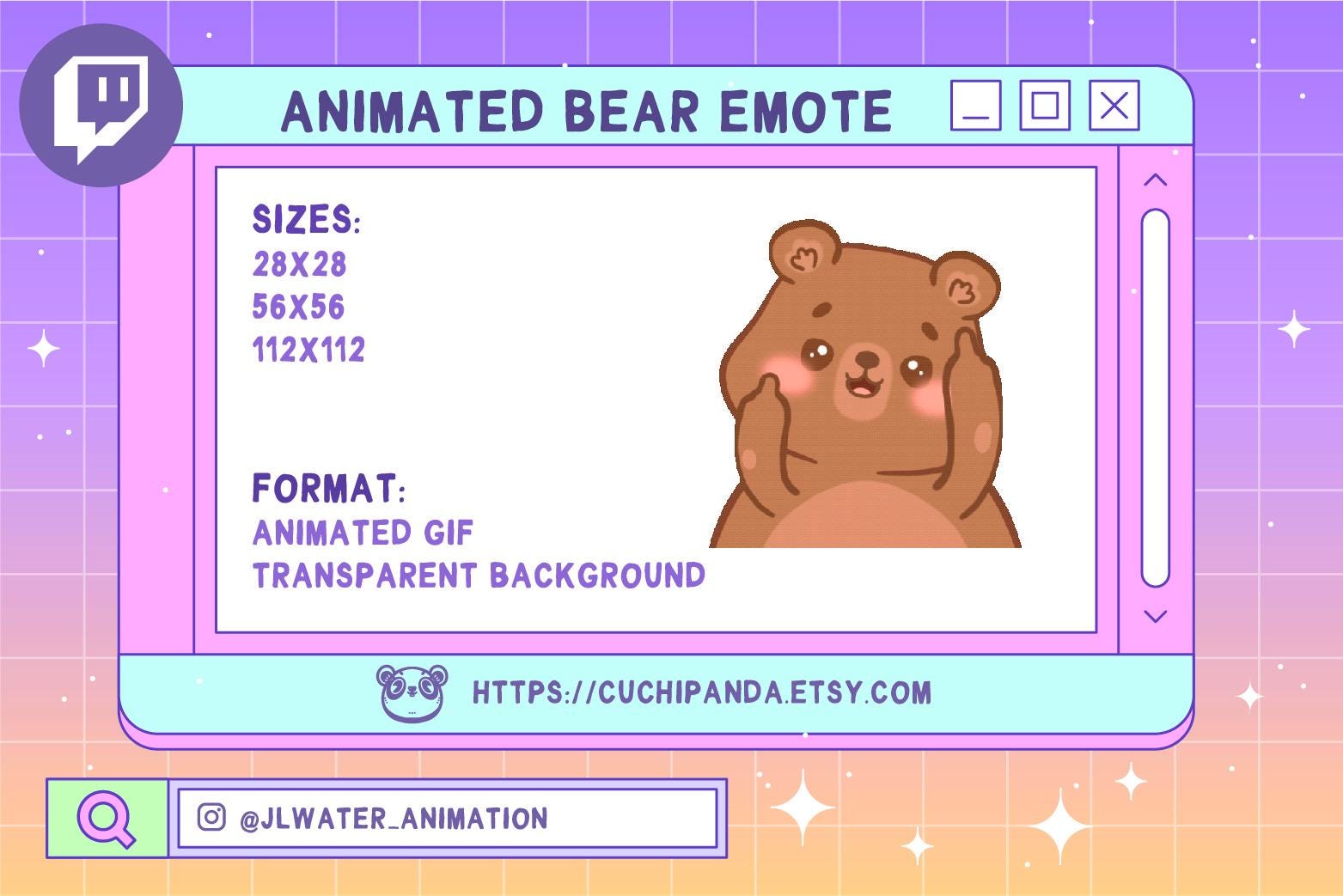 Animated Bear Emote, Middle Finger Emote, Kawaii for Twitch, Discord ...