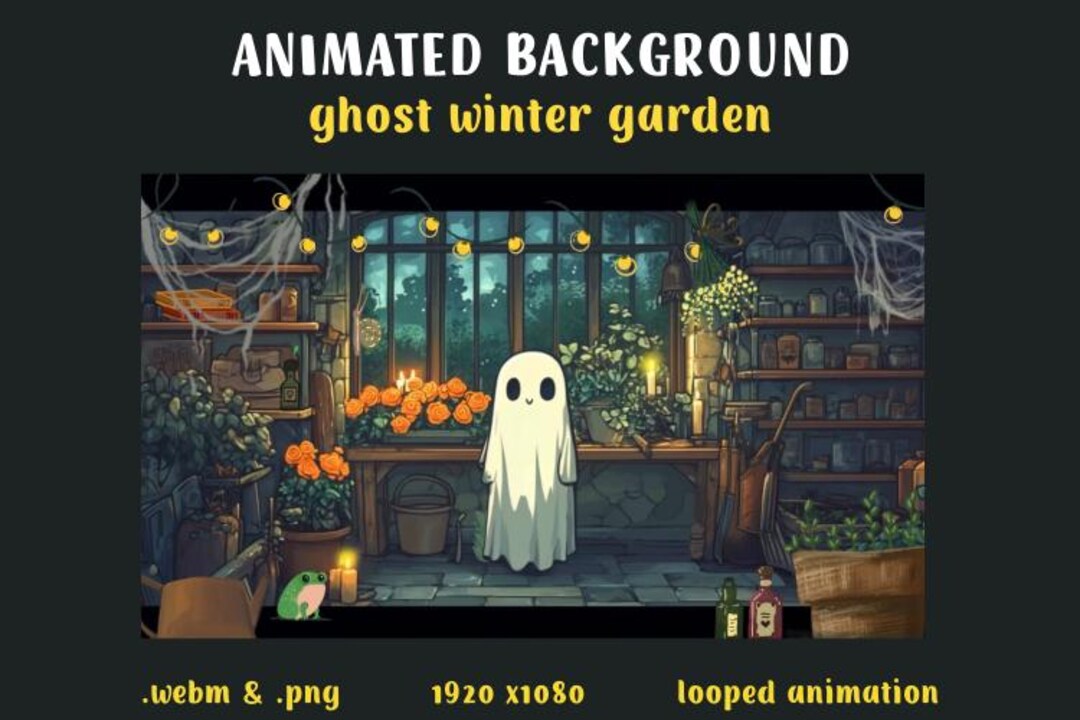 Animated Ghost Halloween Stream Background: Cozy Winter Garden (webm ...