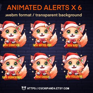 Animated Christmas Twitch Alert, Christmas Fox Stream Alerts, Foxy - Etsy