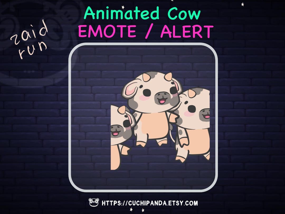 Animated Cow Emote, Cow Alert, Raid Alert, Run Emote Twitch, Stream - Etsy