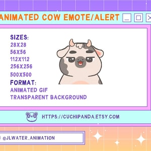 Animated Cow Emote, Alert, Smirk Emote, Eyebrows, Funny Kawaii for ...