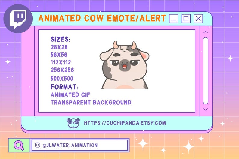Animated Cow Emote, Alert, Smirk Emote, Eyebrows, Funny Kawaii for ...
