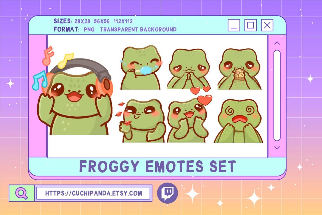 Frog Kawaii Emotes Set: Froggy Twitch, Discord, Youtube (digital ...