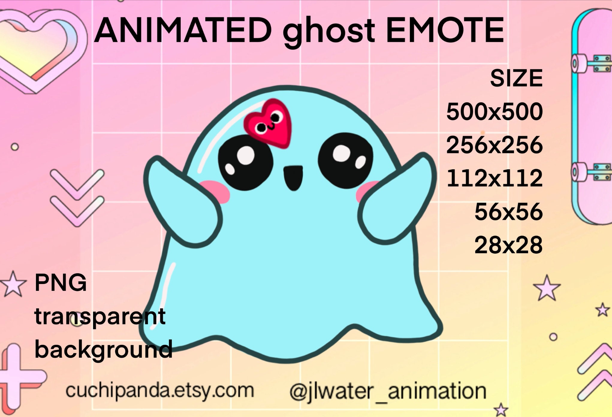 Animated Kissing Ghost Twitch Emote, Heart Cute Emote, Halloween Emote ...
