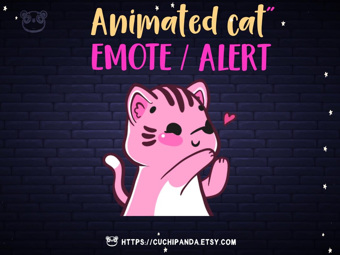Animated Cat Emote, Kiss Emote, Pink Kitten, Love Heart Alert, Twitch ...