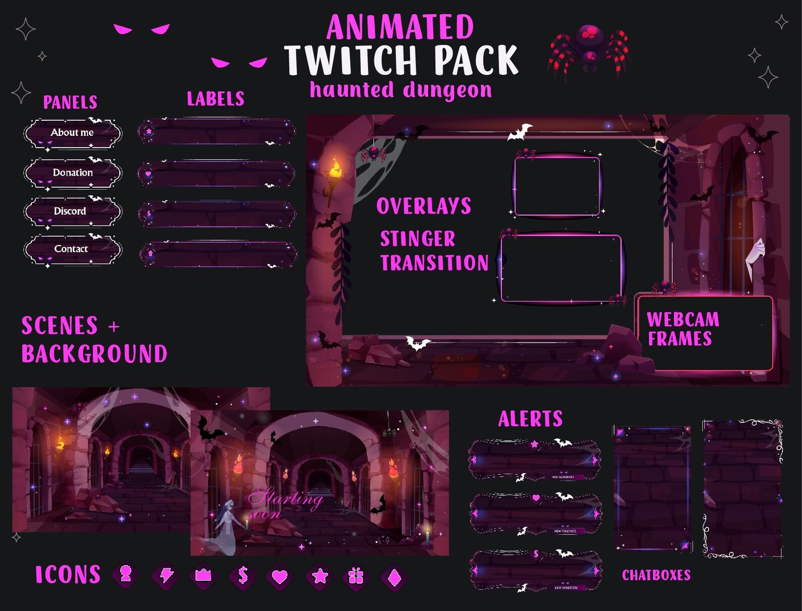 Animated Dungeon Stream Package: Spooky Halloween Twitch Overlay - Etsy