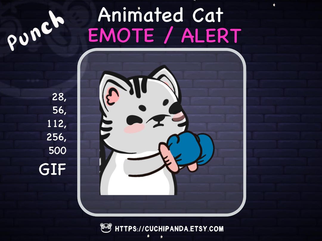 Animated Cat Emote, Cat Alert, Punch Emote - Etsy