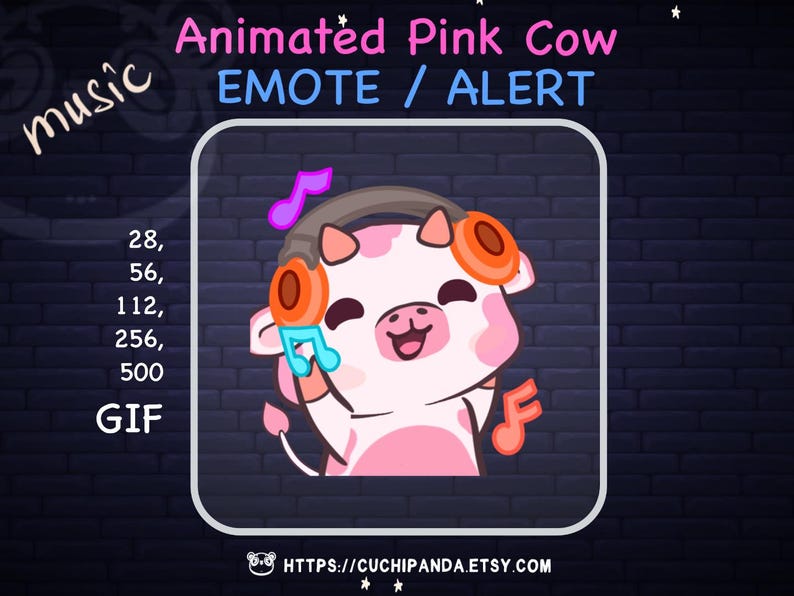 Pink Cow Animated Emote: Music Twitch Alert (digital Download) - Etsy