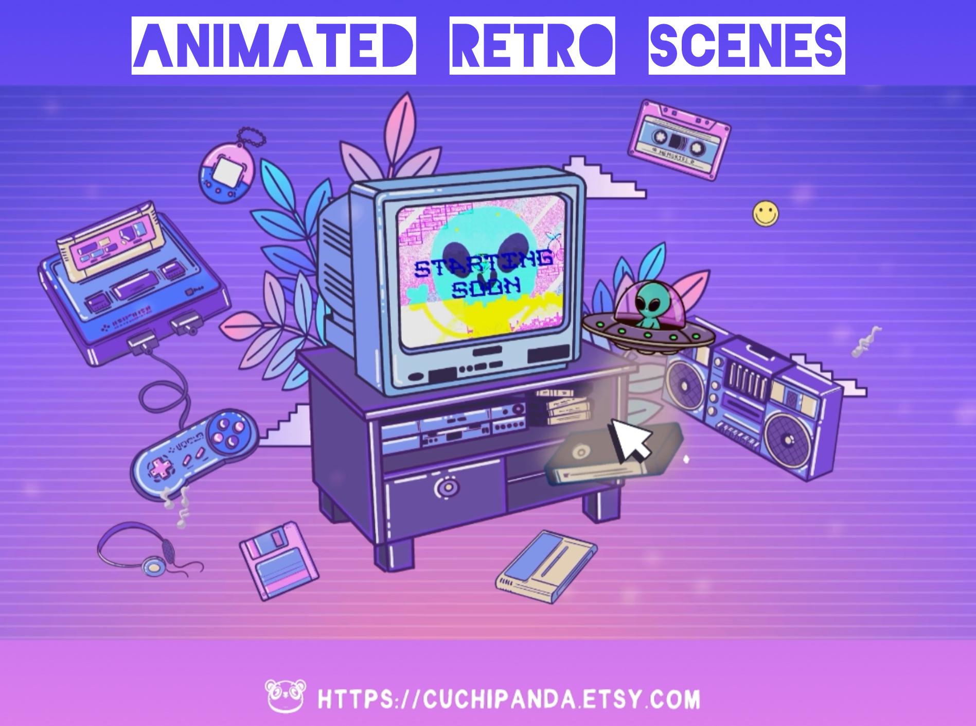 Animated Retro Computer Scenes, Twitch Stream Overlay, Gaming Room With ...