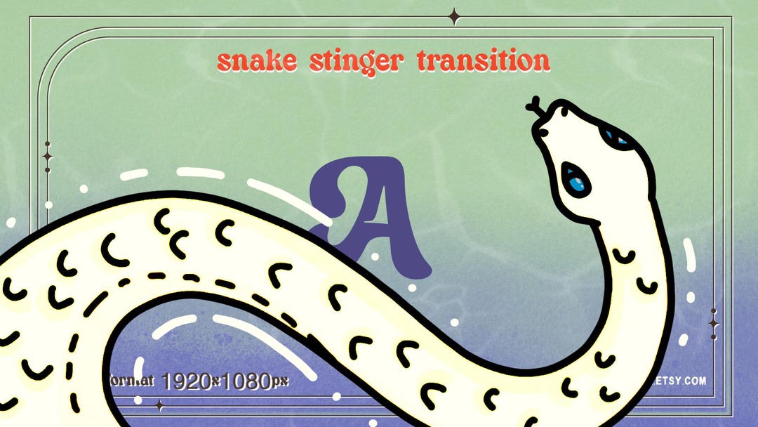 Stinger Transition Snake, Twitch Animated Transition, White Ball Python , Stream Overlay, Vtuber ...