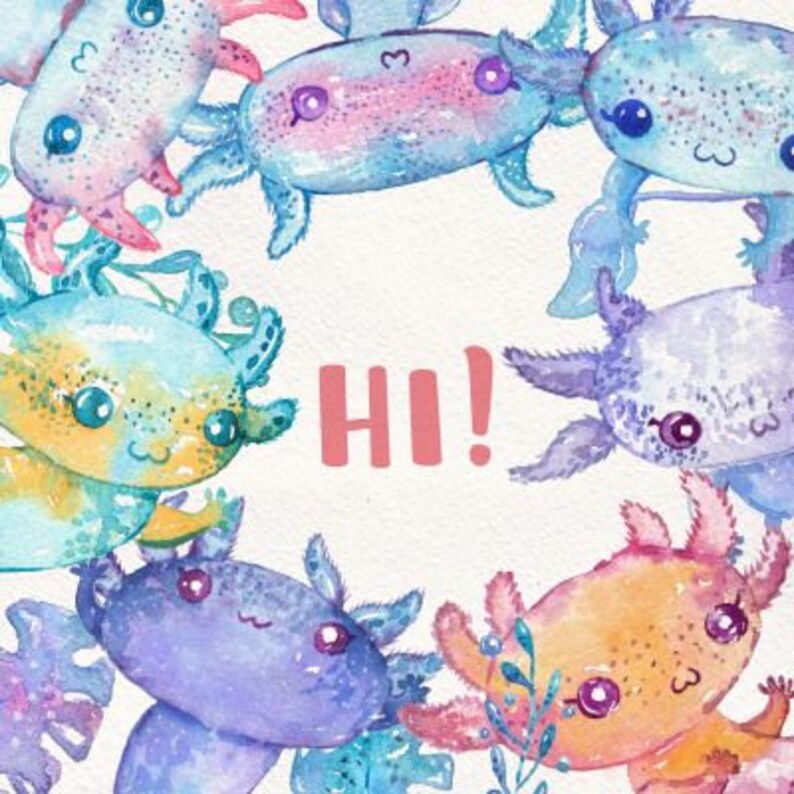Axolotl PNG Clip Art Watercolor Cute Animal Kawaii - Etsy
