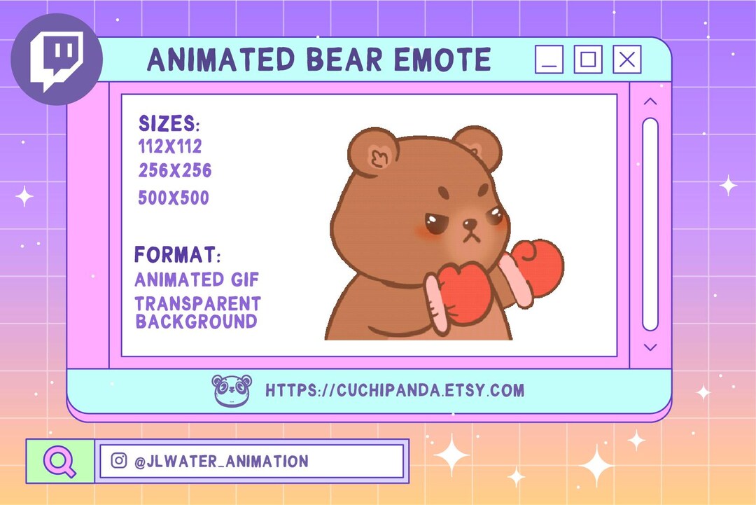 Animated Bear Punch Emote, Punching, Kawaii for Twitch, Discord ...