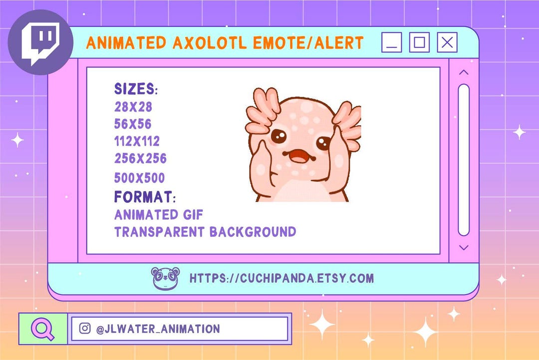 Animated Axolotl Emote, Middle Finger Emote, Kawaii for Twitch, Discord ...