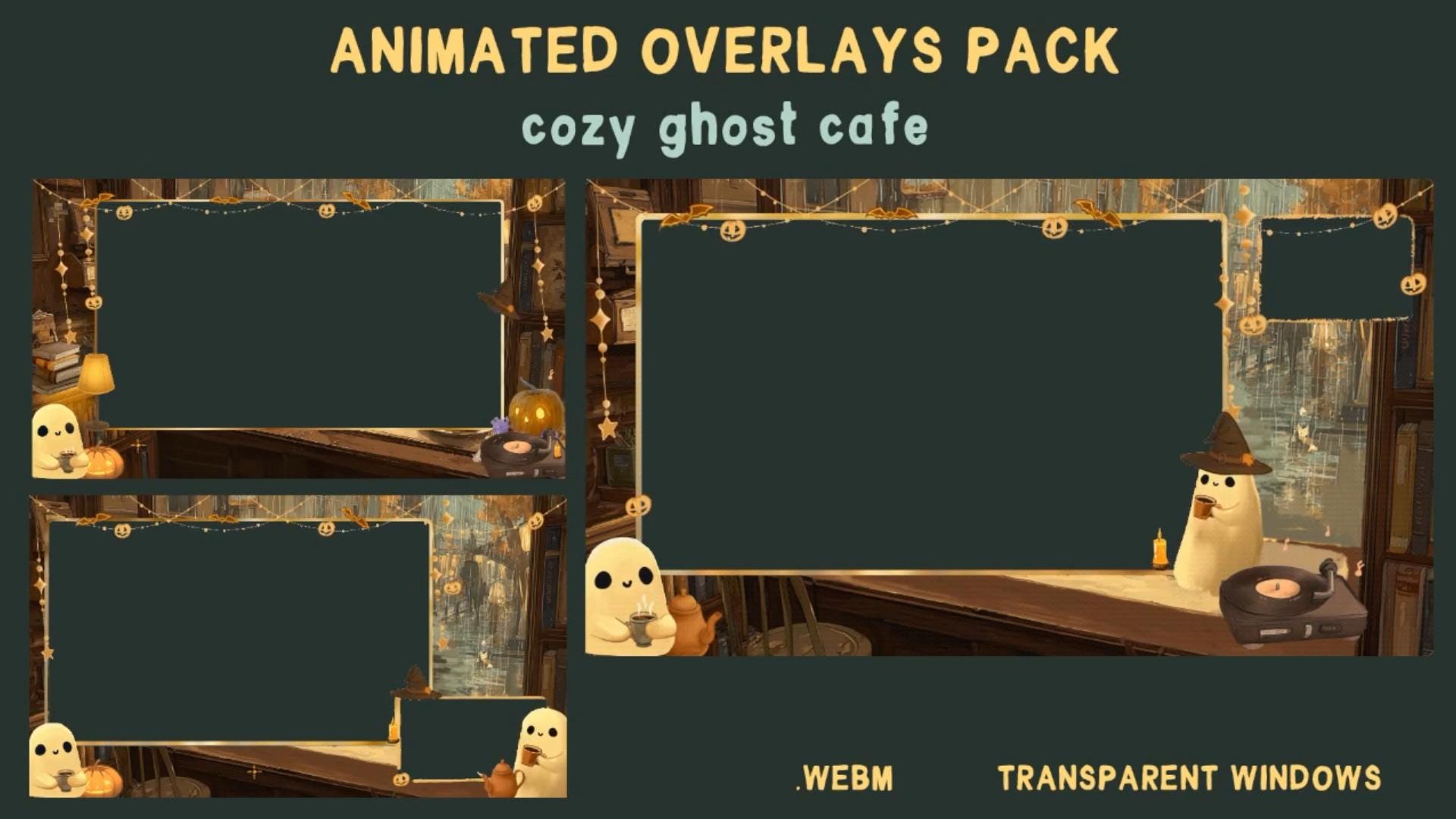 Animated Ghost Cafe Twitch Overlay Pack: Spooky Halloween Stream Decor ...