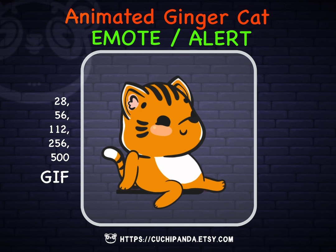 Animated Sit Emote, Cat Alert, Ginger Cat Emote - Etsy
