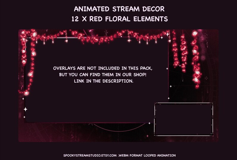 Animated Red Floral Stream Decor | Twitch Overlay Elements (WEBM Loop ...