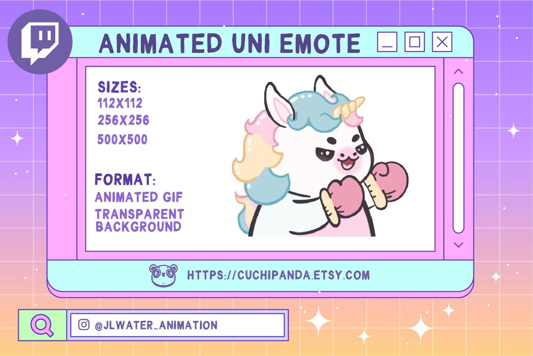 Animated Unicorn Emote, Punching, Kawaii for Twitch, Discord, Youtube ...