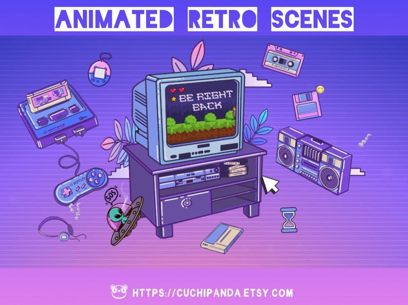 Animated Retro Computer Scenes, Twitch Stream Overlay, Gaming Room With ...