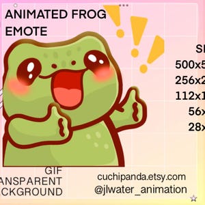 Animated Twitch Frog Emote, Thumbs up Alert, Okey, Emoji, Kawaii for ...