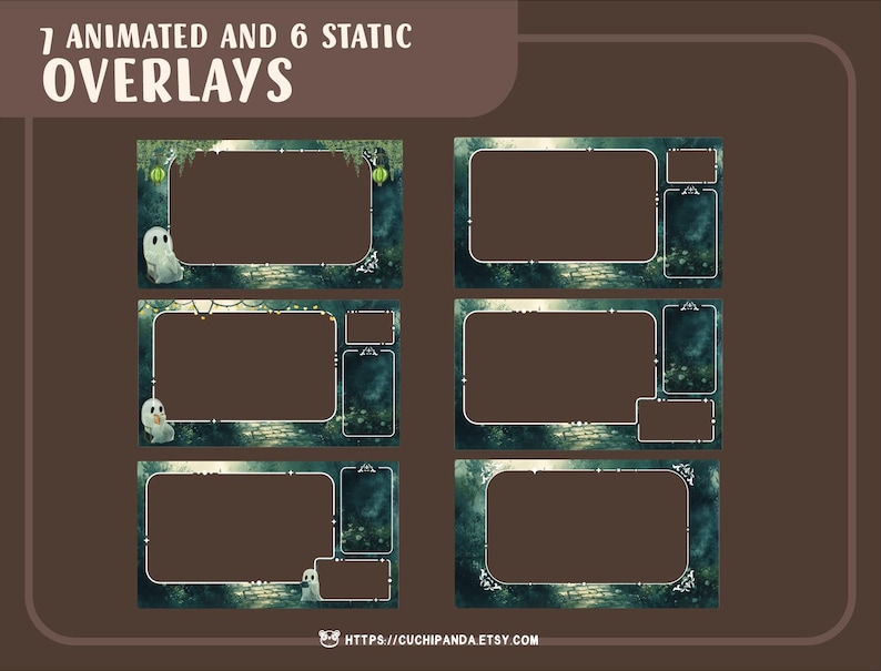 Animated Ghost Twitch Overlay Pack: Kawaii Halloween Stream Assets ...