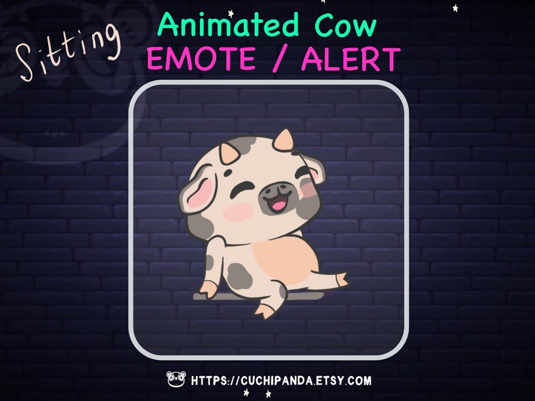 Animated Cow Emote, Cow Alert, Swing His Legs, Sit Emote - Etsy
